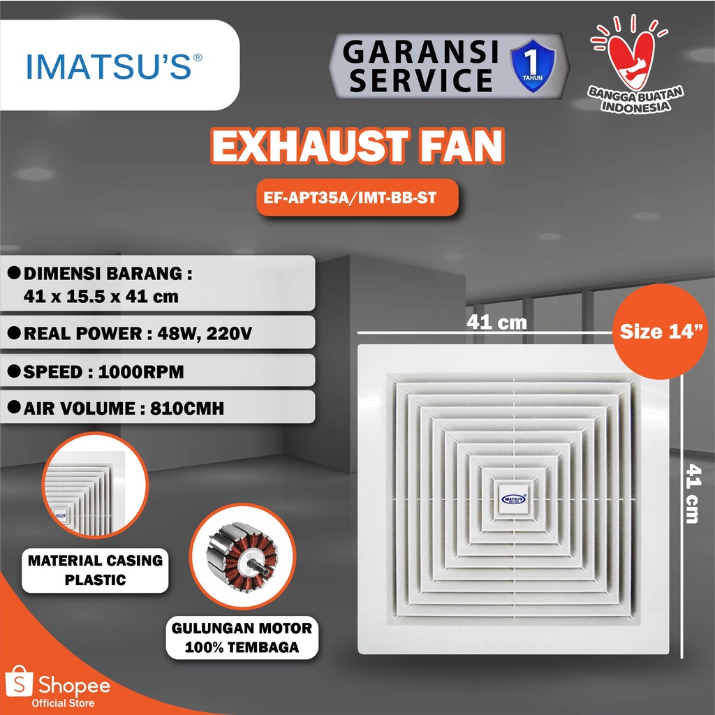 Jual Exhaust Fan Imatsu With Ball Bearing 14 Inch Rumah Toilet Dapur ...