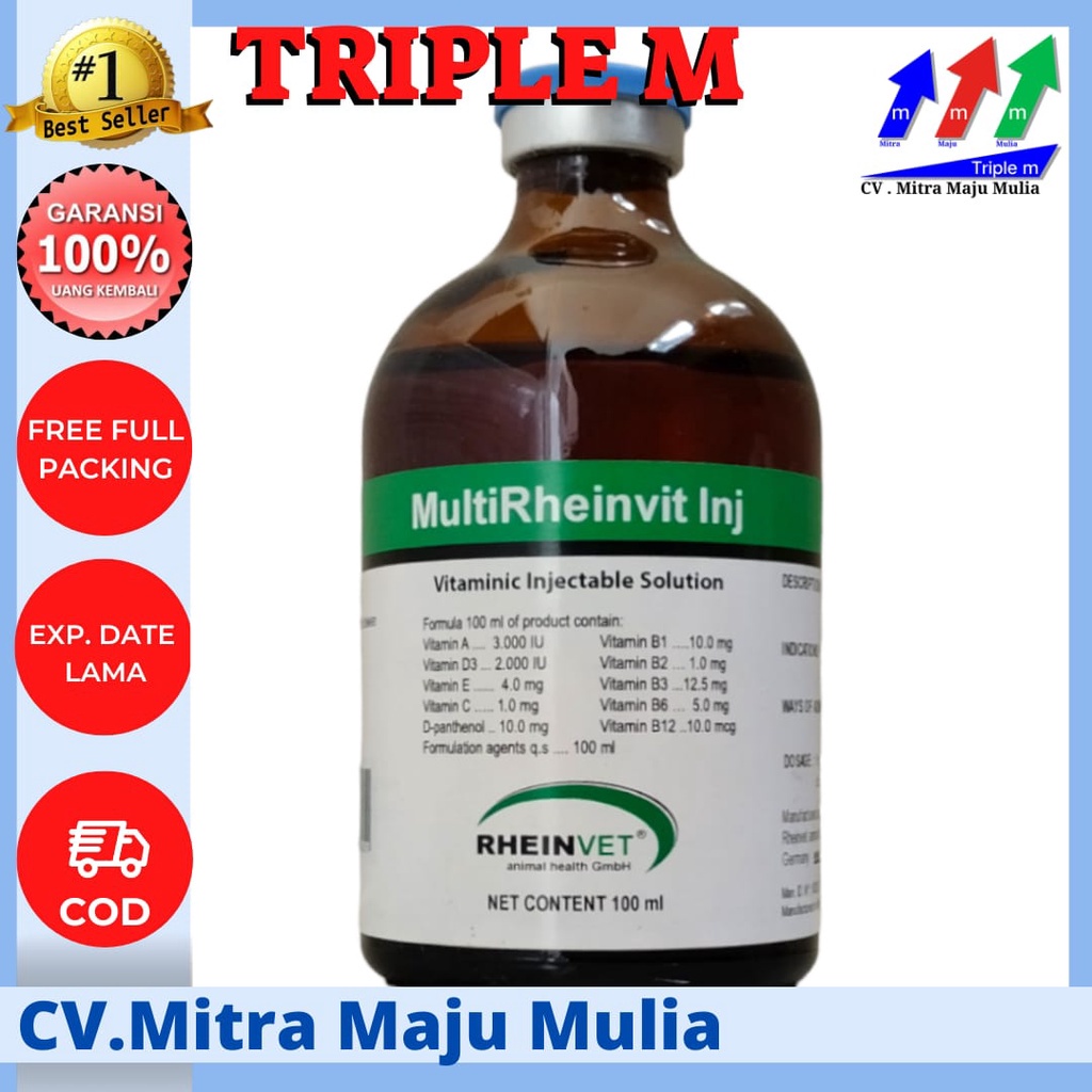 Jual Multivitamin Rheinvit inj 100 ml Triple M - Multi Vitamin Injeksi ...