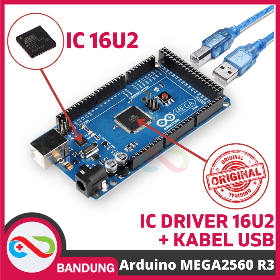 Jual ARDUINO MEGA 2560 R3 ATMEGA 16U2 COMPATIBLE BOARD PLUS USB KABEL ...