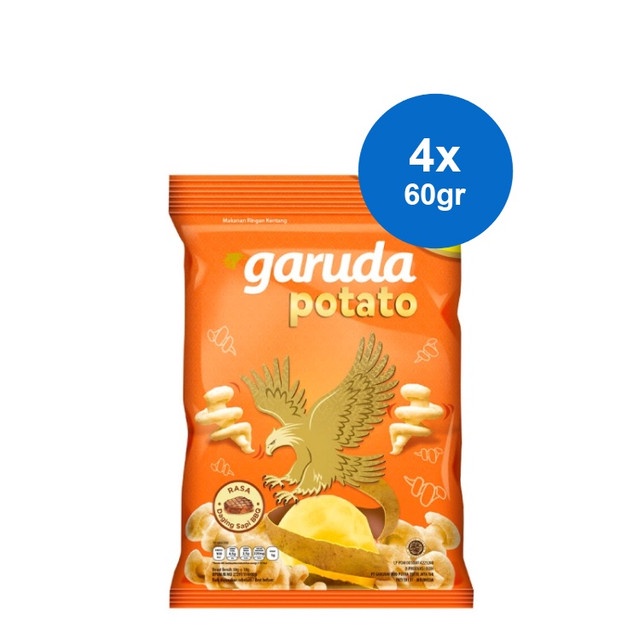 Jual Garuda Crunchy Potato Daging Sapi BBQ 60gr x 4 | Shopee Indonesia