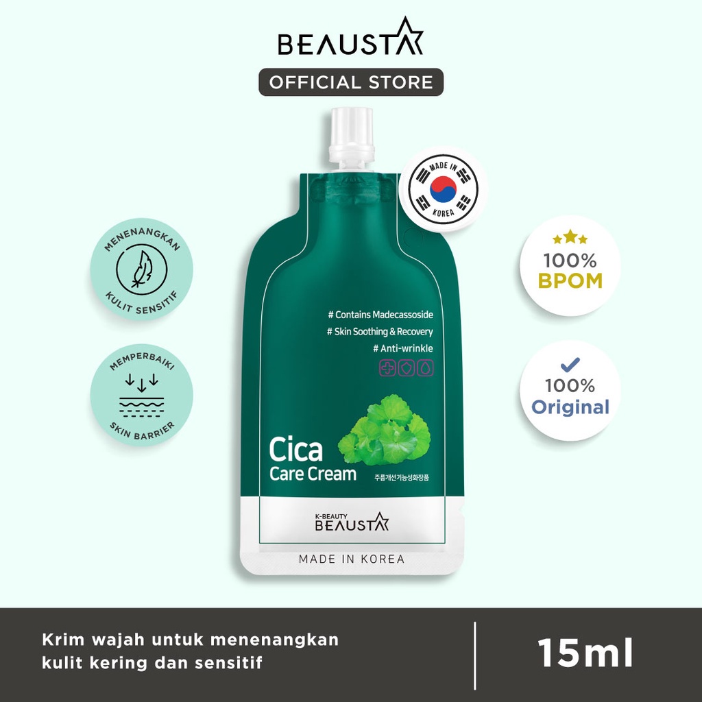 Jual BEAUSTA Cica Care Cream (15ml) - Moisturizer Anti Jerawat, Kulit ...