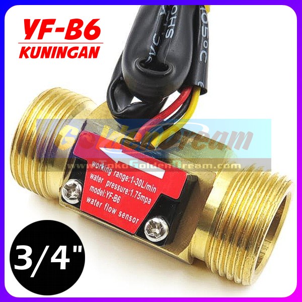 Jual New: Water Flow Sensor 3/4" Kuningan Aliran Air Cairan Liquid 1 ...