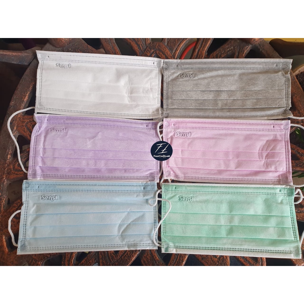 Jual Masker Medis Surgical Face Mask SENSI Hijab Headloop 3 Ply Putih ...
