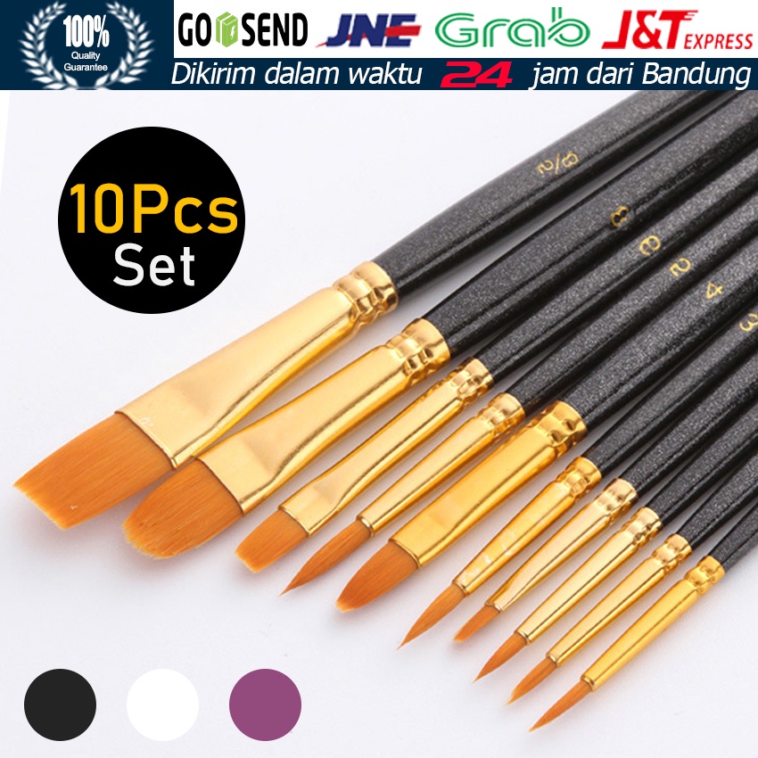 Jual 10Pcs/Set Kuas Lukis / Set Kuas Melukis Cat Air Untuk Melukis ...