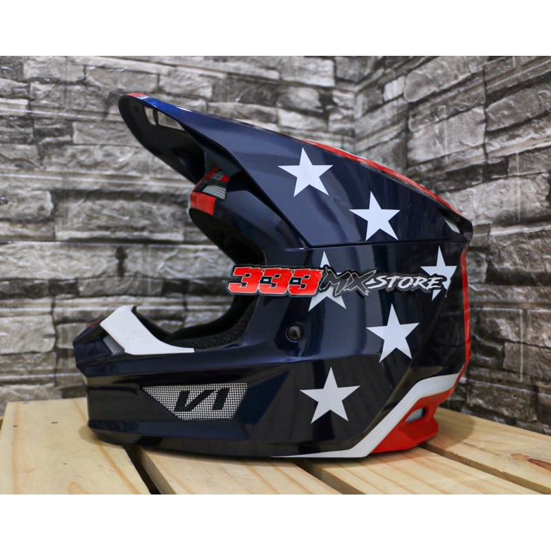 Jual HELM FOX V1 ULTRA WHITE RED BLUE HELM CROSS FOX V1 ULTRA ORIGINAL ...