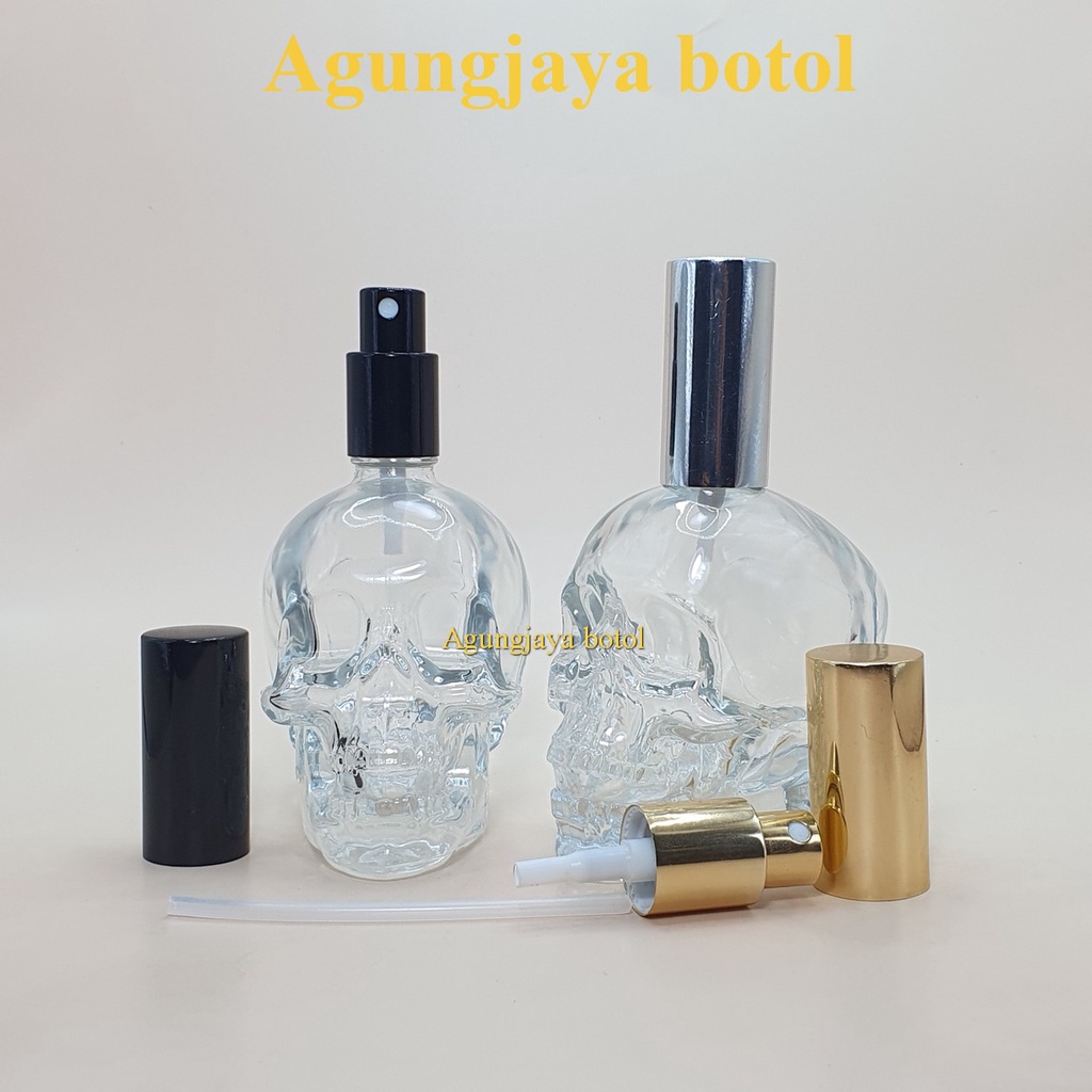 Jual Botol Kaca Kosmetik Skull 120 Ml Tengkorak Clear Original Tutup ...