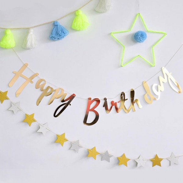 Jual Banner Happy Birthday Script Gold / Banner Ulang Tahun / Paper ...