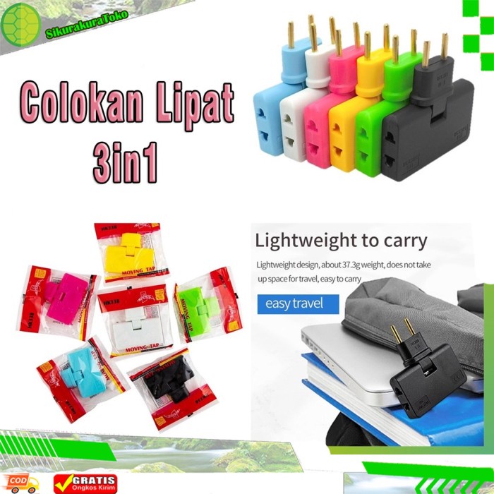 Jual Colokan Lipat 3in1 Power Socket Extension Travel Adaptor Stop ...