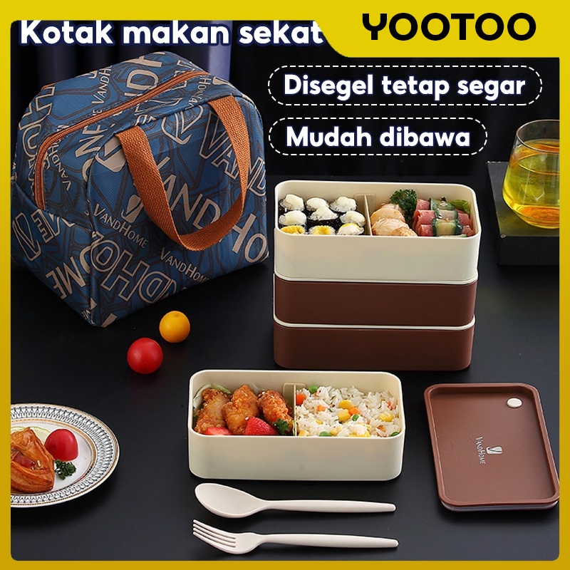 Jual YooToo Kotak makan bento / lunch box 800ml / kotak bekal persegi ...
