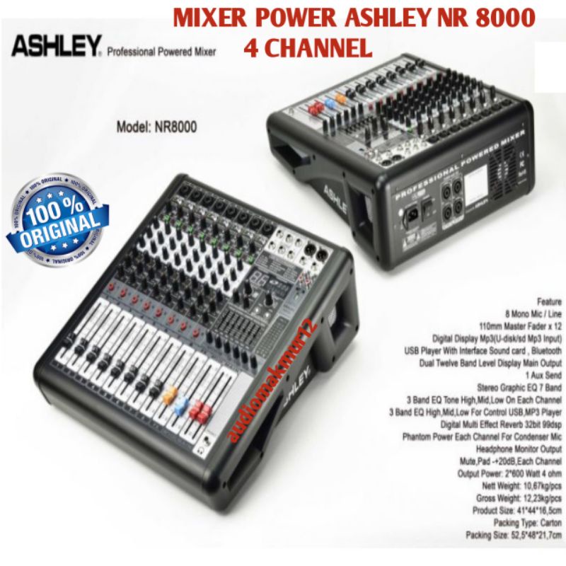Jual DISKON!! power mixer Ashley nr8000 nr 8000 8 channel original ...