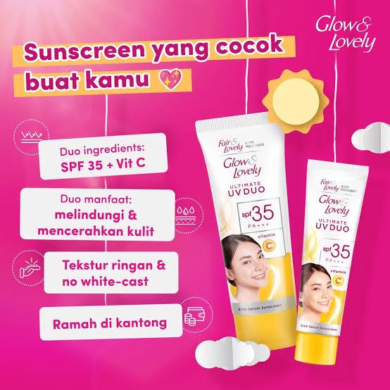 Jual GLow Lovely Ultimate UV Duo SPF35 20gr Krim Serum Vitamin C (HEALTHY) | Shopee Indonesia