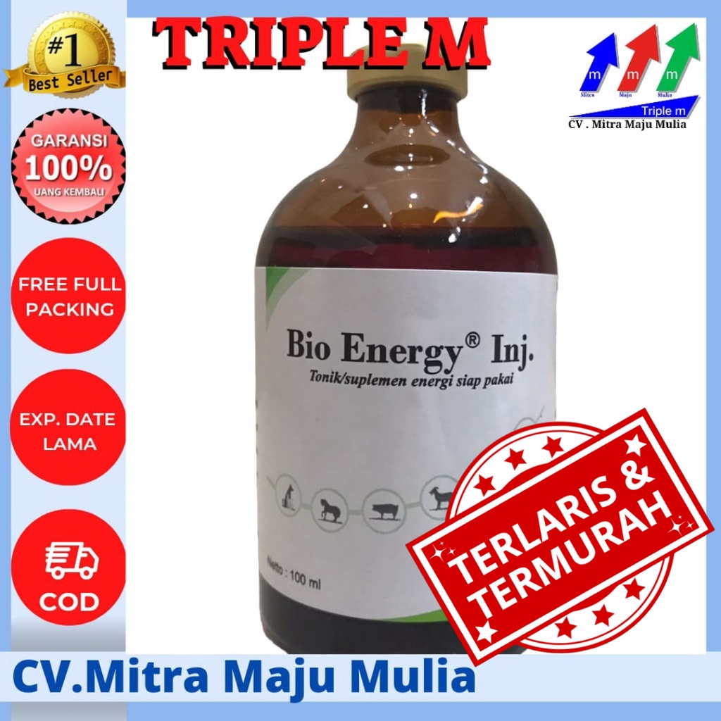 Jual BIO ENERGY 100 ml TRIPLE M - sumber ATP energi untuk hewan ternak ...