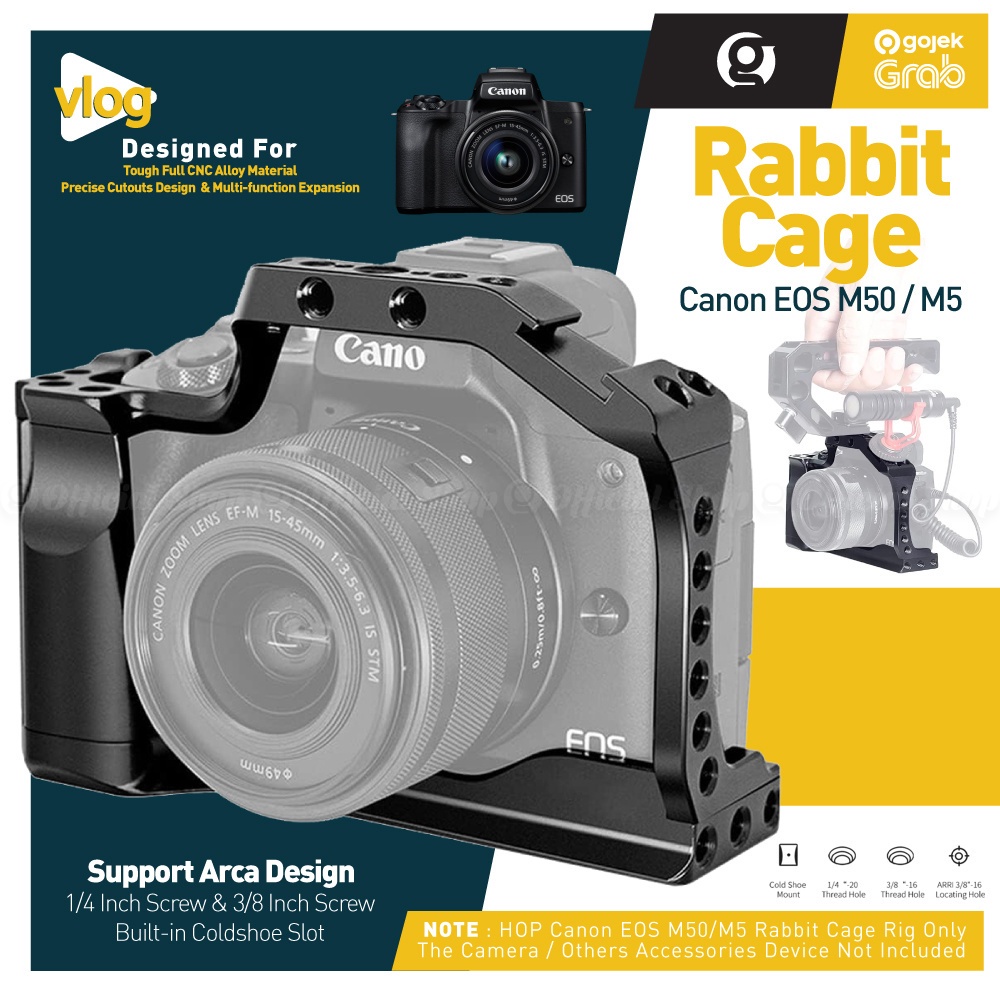 Jual HOP GRC-M50M5 Cage Rig for Canon EOS M50 M5 Full Plate CNC Aluminium Metal Camera M 50 5 ...