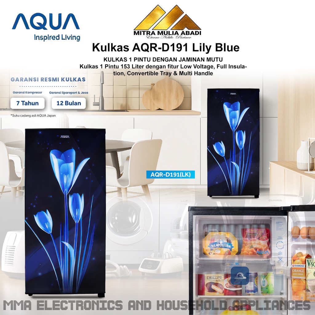 Jual KULKAS AQUA 1 Pintu AQR-D191 LB 153 Liter New Model Flower | Shopee Indonesia
