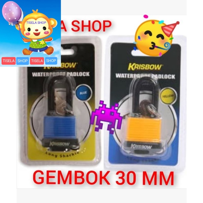 Jual Gembok krisbow padlock tahan air 30mm tahan karat body karet murah ...