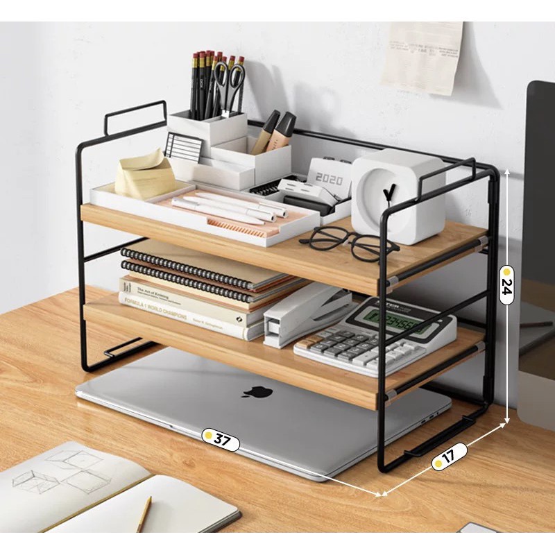 Jual Rak Buku / Laptop Organizer / Rak Kayu Besi Susun Minimalis Kuat ...