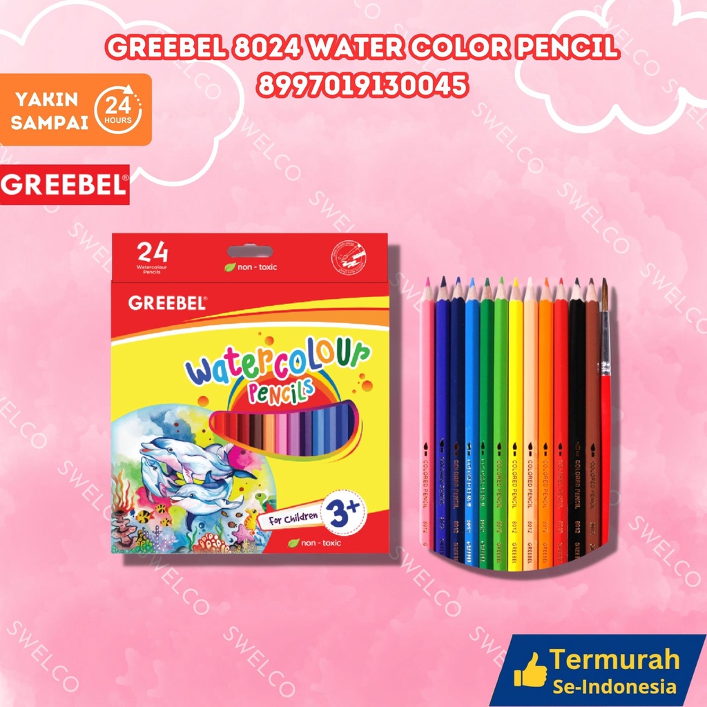 Jual GREEBEL Pensil Warna WATERCOLOR 8024 (ISI 24)/Coloring/Color ...
