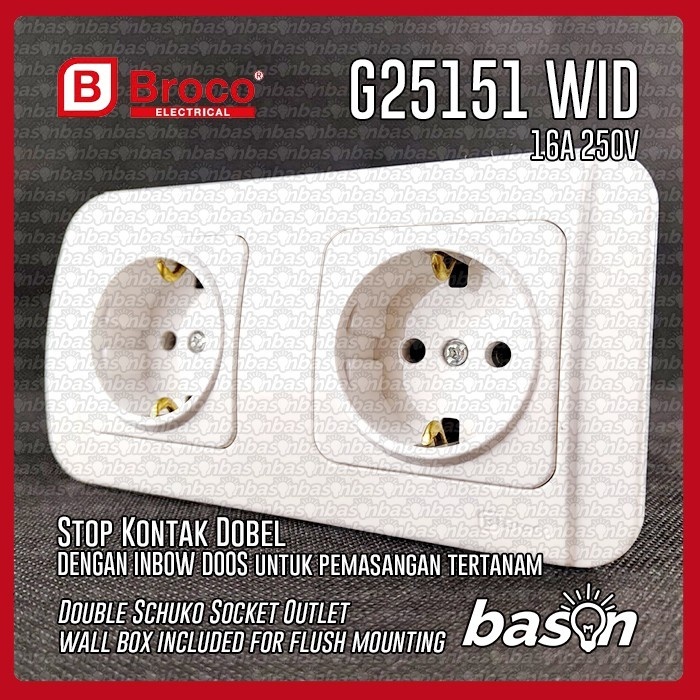 Jual BROCO Galleo G25151 - Double Socket Outlet - Stop Kontak Dobel 2 ...