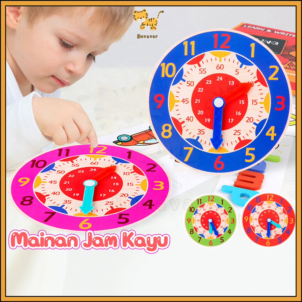 Jual ID BEVAVAR Mainan Jam Edukasi Anak/Jam Kayu/Wooden Clock/ Mainan ...