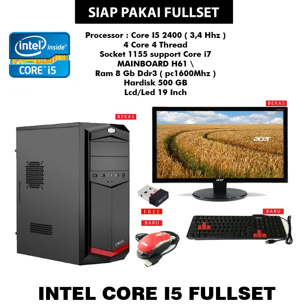 Jual PC CORE i5 / LCD 19" / Ram 8 Gb / HDD 500Gb / FULLSET SIAP PAKAI | Shopee Indonesia