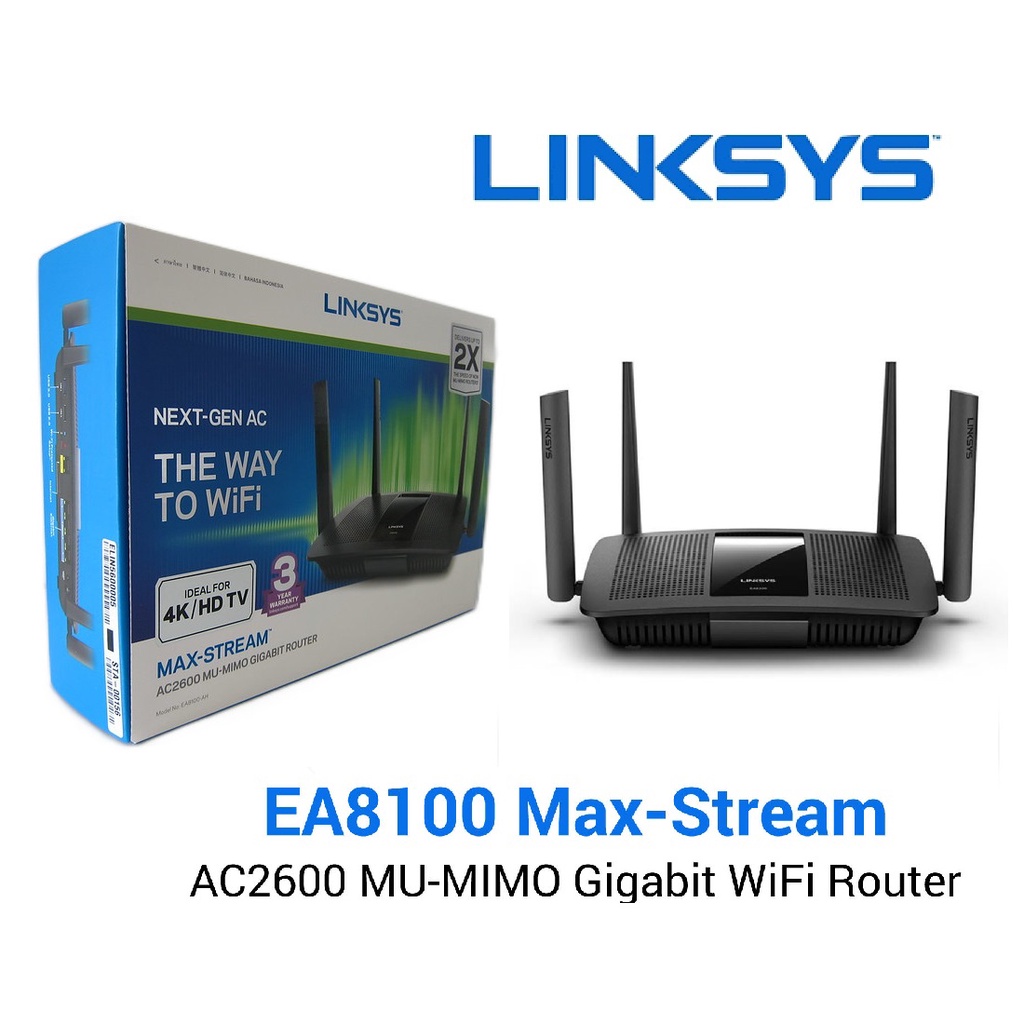 Jual Linksys EA8100 Max-Stream AC2600 MU-MIMO Gigabit WiFi Router ...