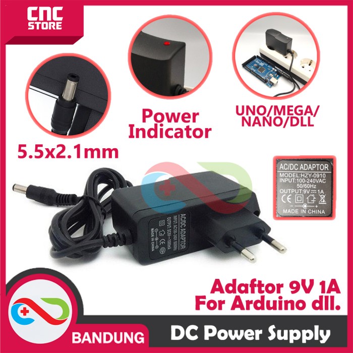 Jual ADAPTOR 9V 1A DC POWER SUPPLY FOR ARDUINO UNO NANO MEGA | Shopee ...