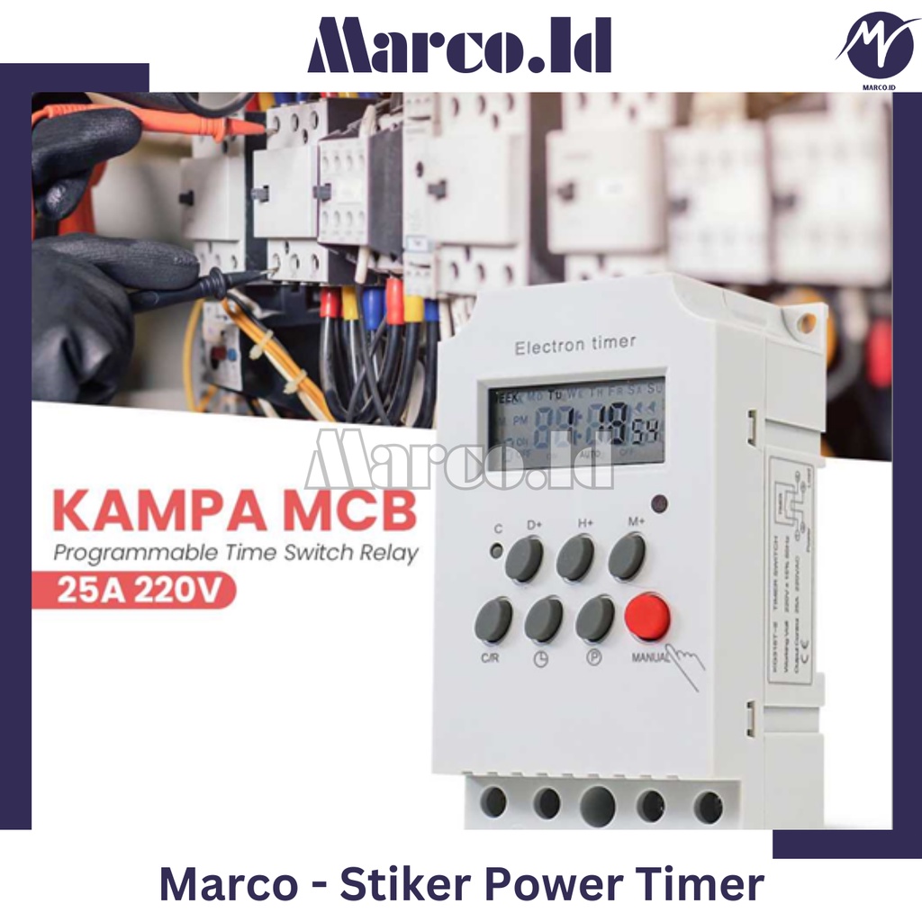 Jual Stiker Power Timer Programmable Time Switch Relay 25A 220V ...