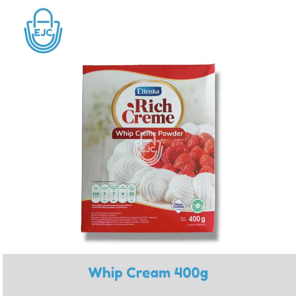 Jual Ellenka Rich Creme Whip Cream Powder Whipping Cream 400gr | Shopee ...