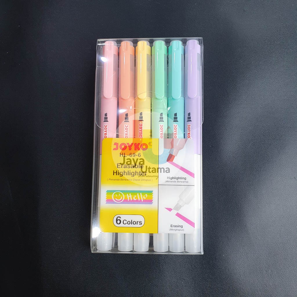 Jual Joyko HL-69-6 Erasable Highlighter 1 Set Isi 6 Pcs Dual Tip ...