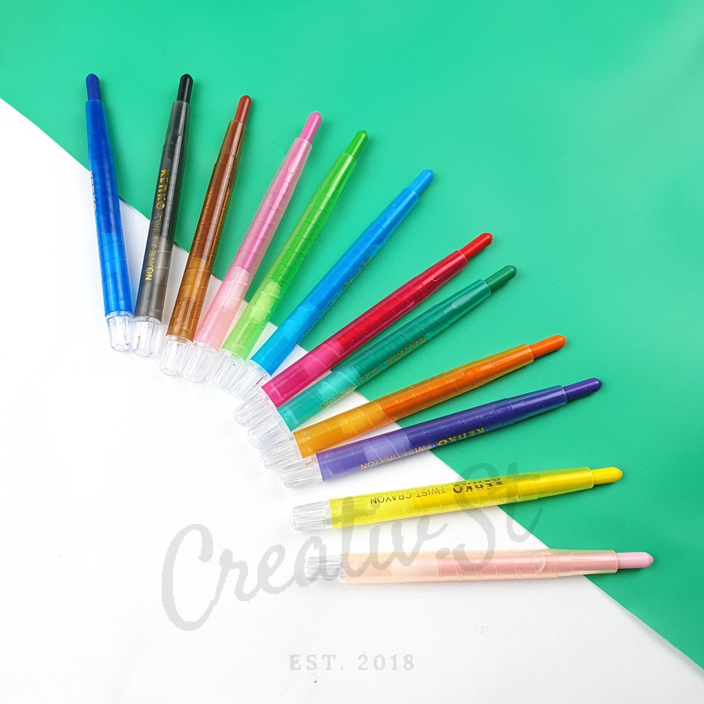 Jual KENKO Mini Twist Crayons 12 Warna Oil Pastel Kecil Putar | Shopee ...