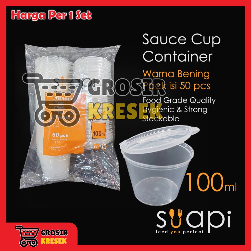 Jual [LBR] T129 Sauce Cup Container PP SUAPI 100ml Plastik Wadah Saos ...
