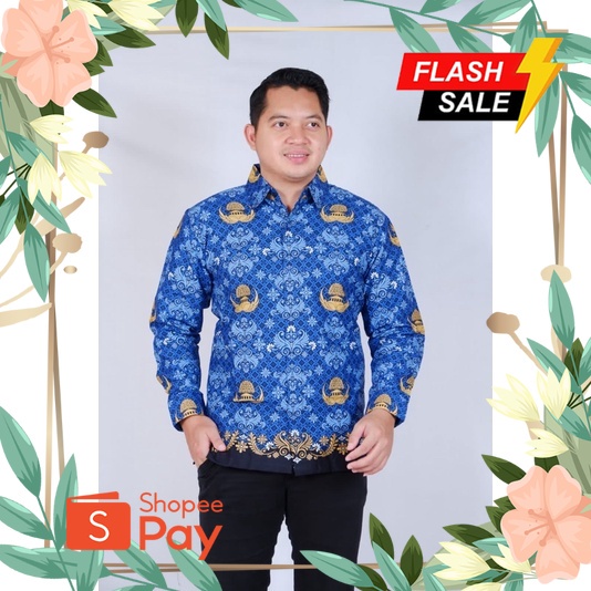 Jual SRAGAM HARI PAHLAWAN //Seragam Batik korpri pria full furing kerah biru/ batik korpri pria ...