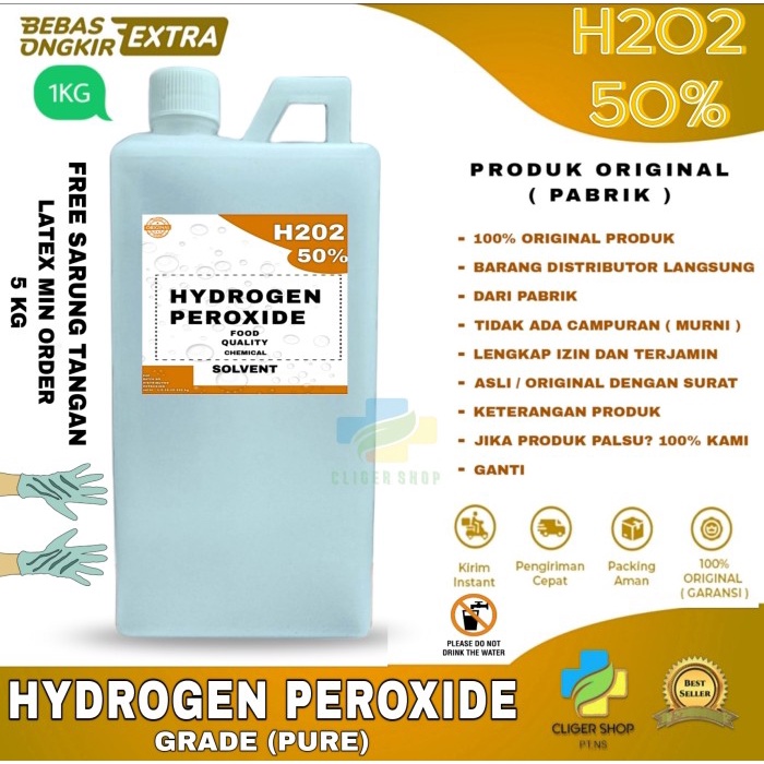 Jual h2o2 1kg 50% / hydrogen peroxide 50% 1kg | Shopee Indonesia