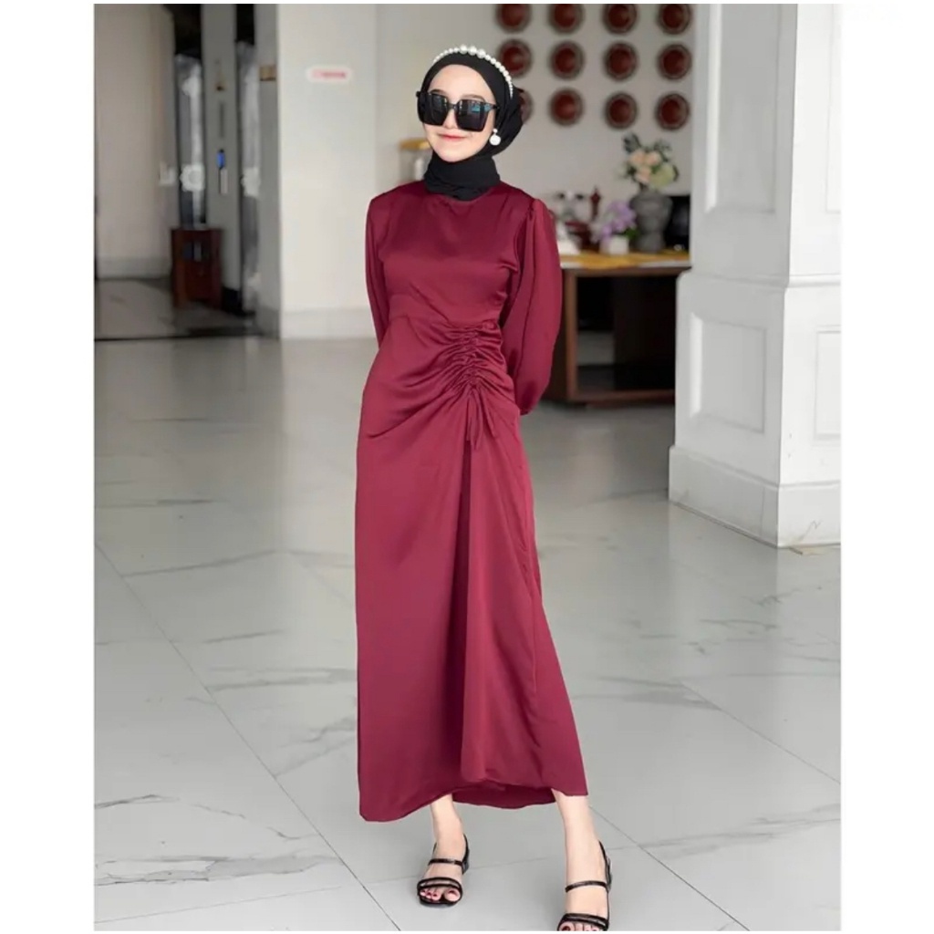 Jual Lebaran Dress Satin Muslim Dress Lebaran Silk Kondangan Model ...