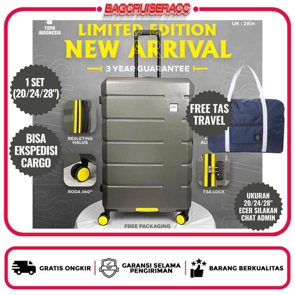 Jual Koper Kabin & Bagasi1 SET (20, 24, 28 INCHI) Ringan dengan Desain ...