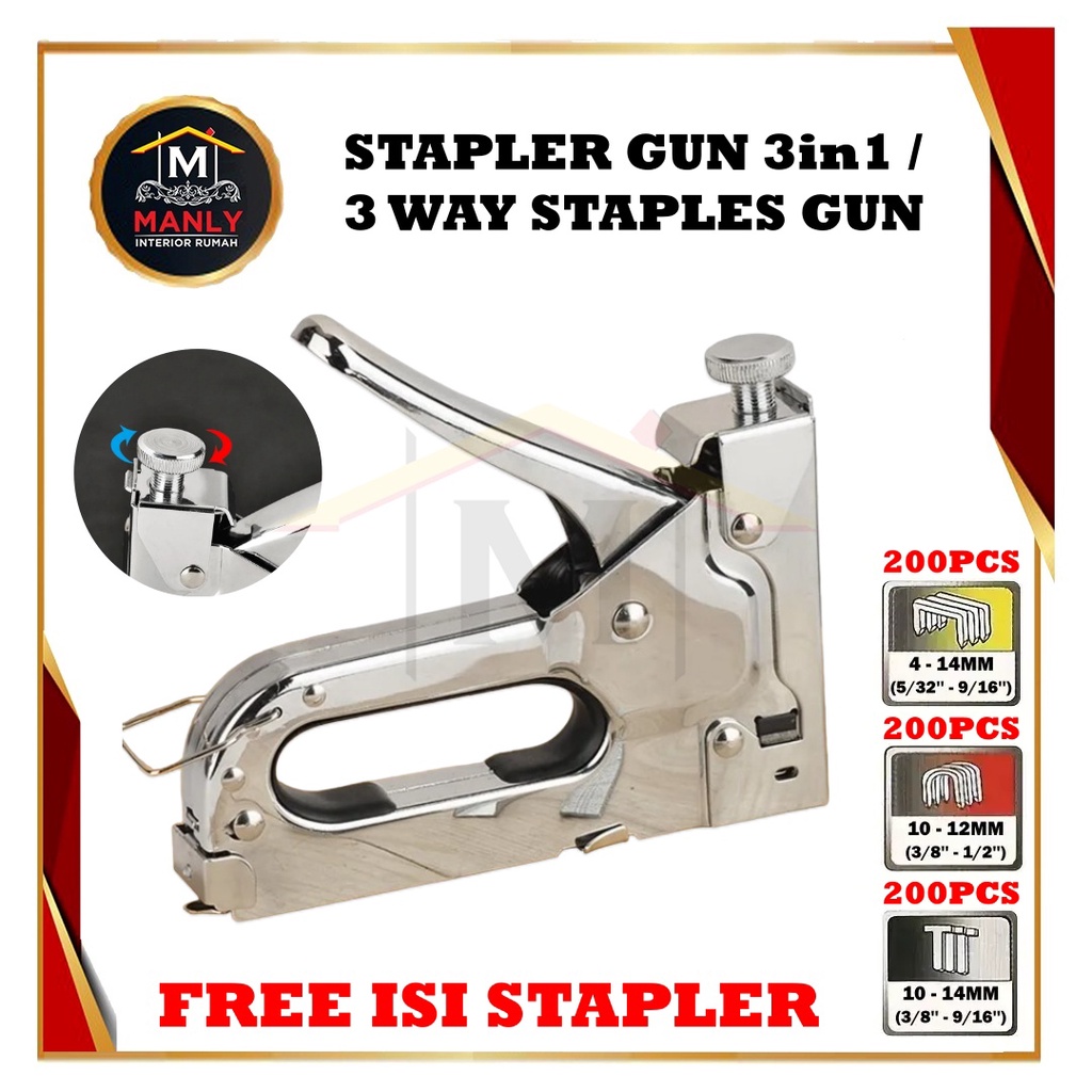 Jual Gun Tacker Alat Staples dan Paku Tembak 3in1 / Staple Gun Tracker ...