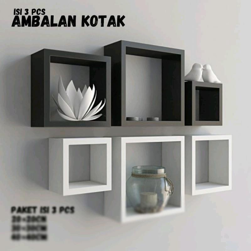 Jual RAK DINDING KAYU KOTAK PERSEGI, HIASAN DINDING AESTHETIC MINIMALIS ...
