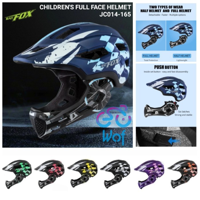 Jual BATFOX Kids JC014-165 Helm Sepeda Anak Helmet Full Face Covered ...