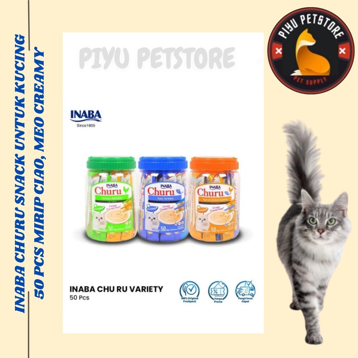 Jual INABA CHURU Snack untuk kucing 50 PCS mirip CIAO, MeO Creamy - Tuna | Shopee Indonesia