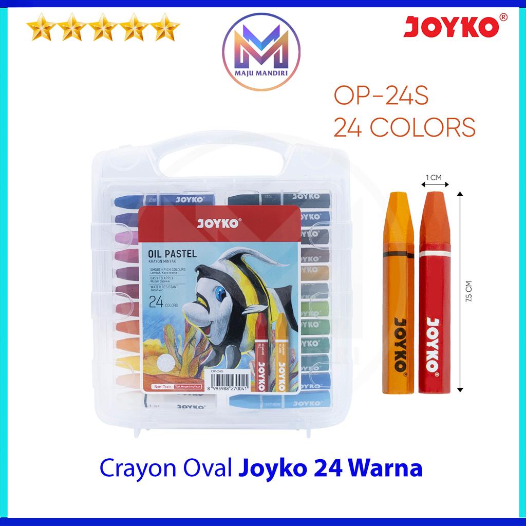 Jual Crayon Joyko 24 Warna OP-24S / Oil Pastel Krayon Oval | Shopee ...