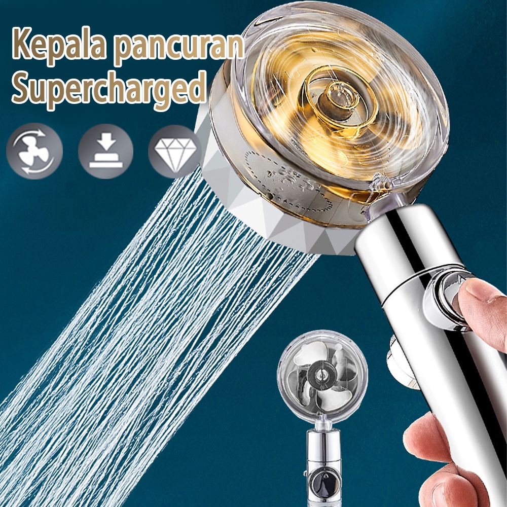 Jual Turbo Fan Shower Head Water Saving High-Pressure Rainfall ...