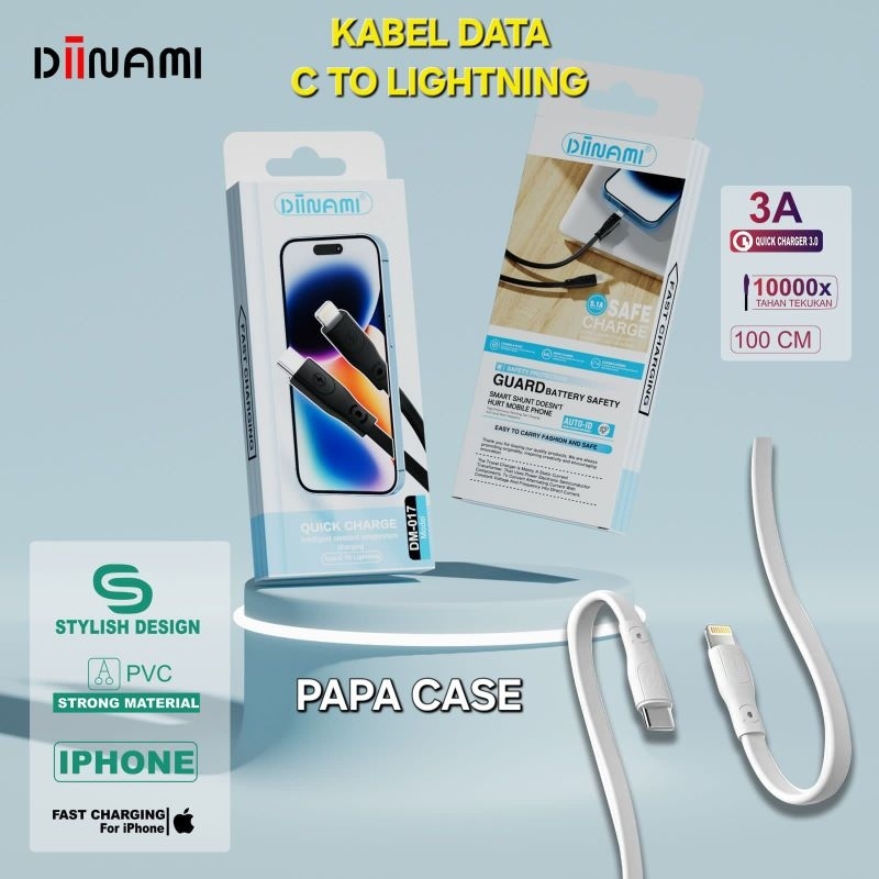 Jual KABEL DATA C TO LIGHTNING DIINAMII FAST 3A 1 METER | Shopee Indonesia