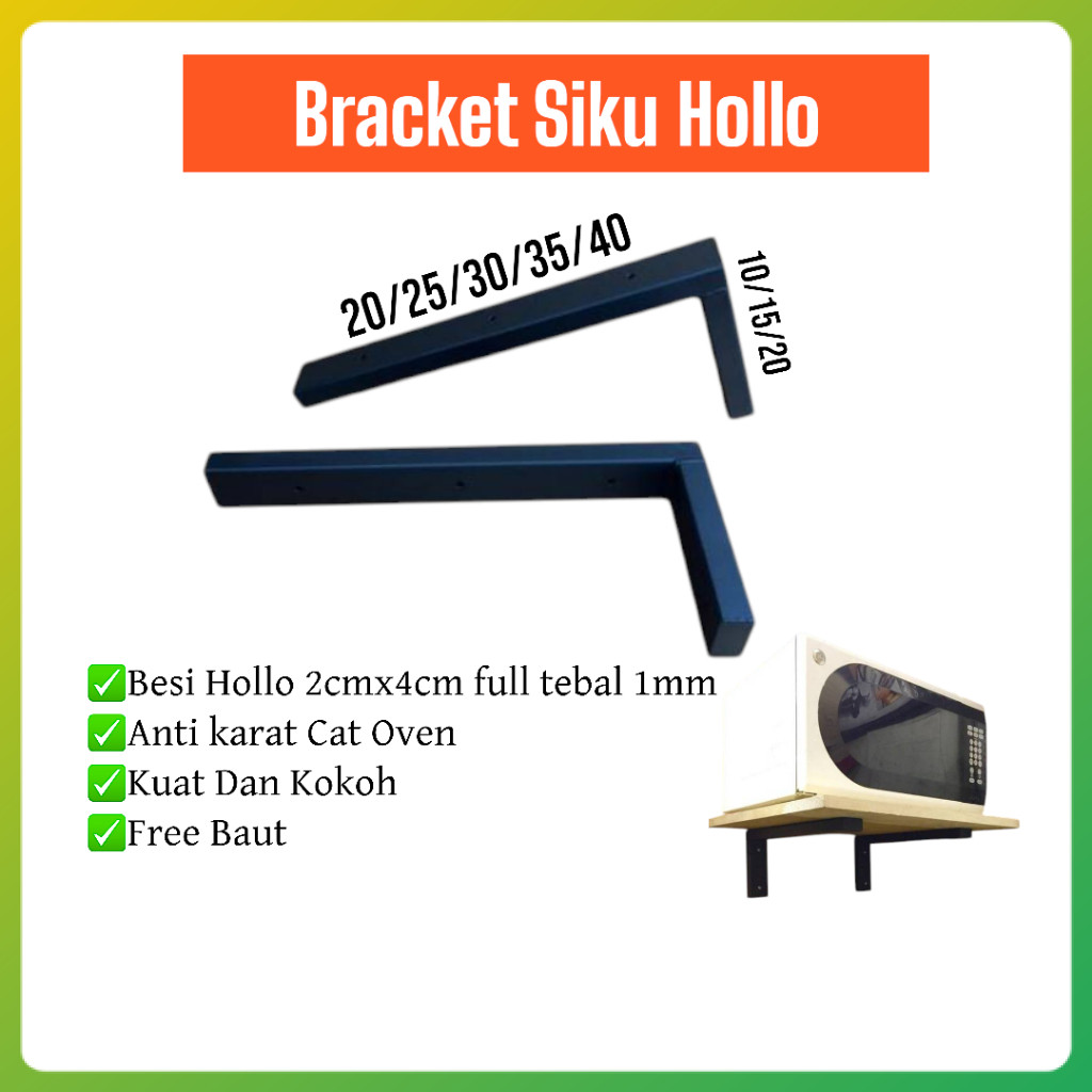Jual Bracket siku Rak Besi hollow hollo 20cm/25cm/30cm/35cm/40cm ...