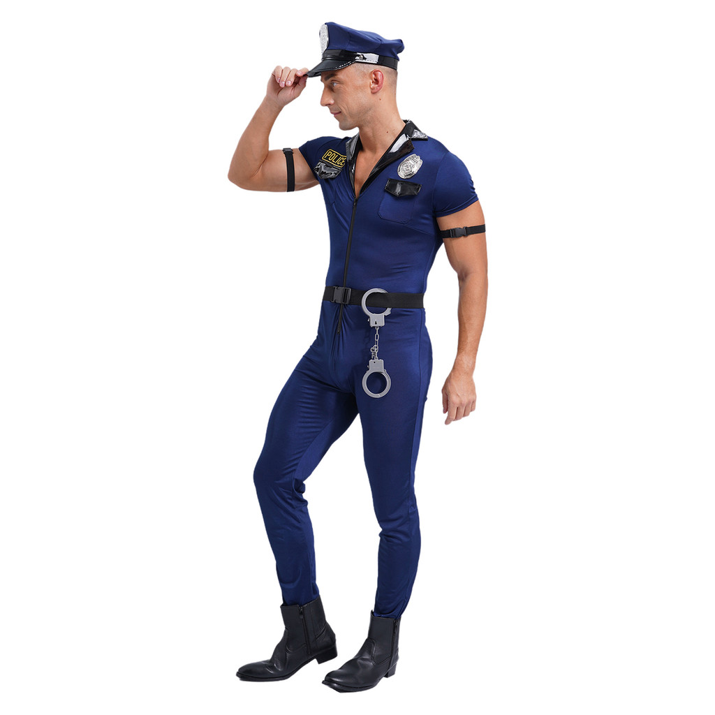 Jual Mens Police Officer Cop Outfits Cosplay Jumpsuit Sheriff Uniforms ...