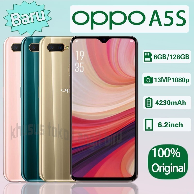Jual Hp Oppo A5s Ram 6/128GB Baru layar 6.2 inci HD+ Camera Android ...
