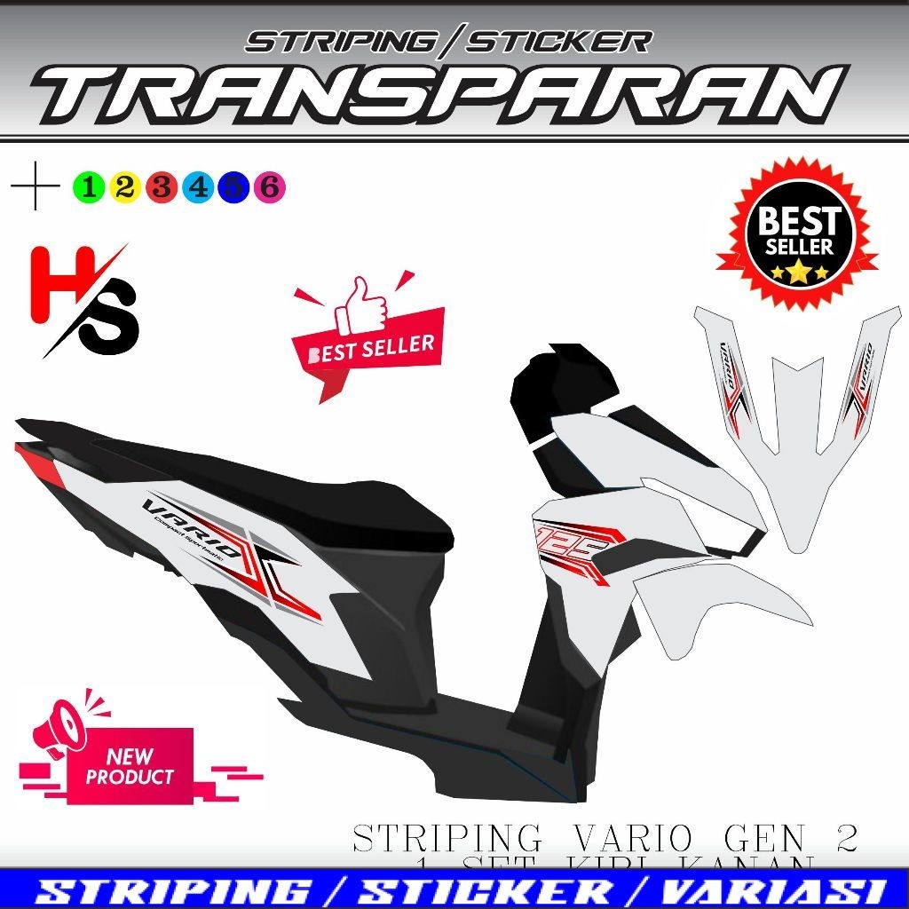 Jual STICKER STRIPING TRANSPARAN MOTOR HONDA VARIO NEW GEN 2 MOTIF VARIASI TERBARU SIMPLE A1 ...