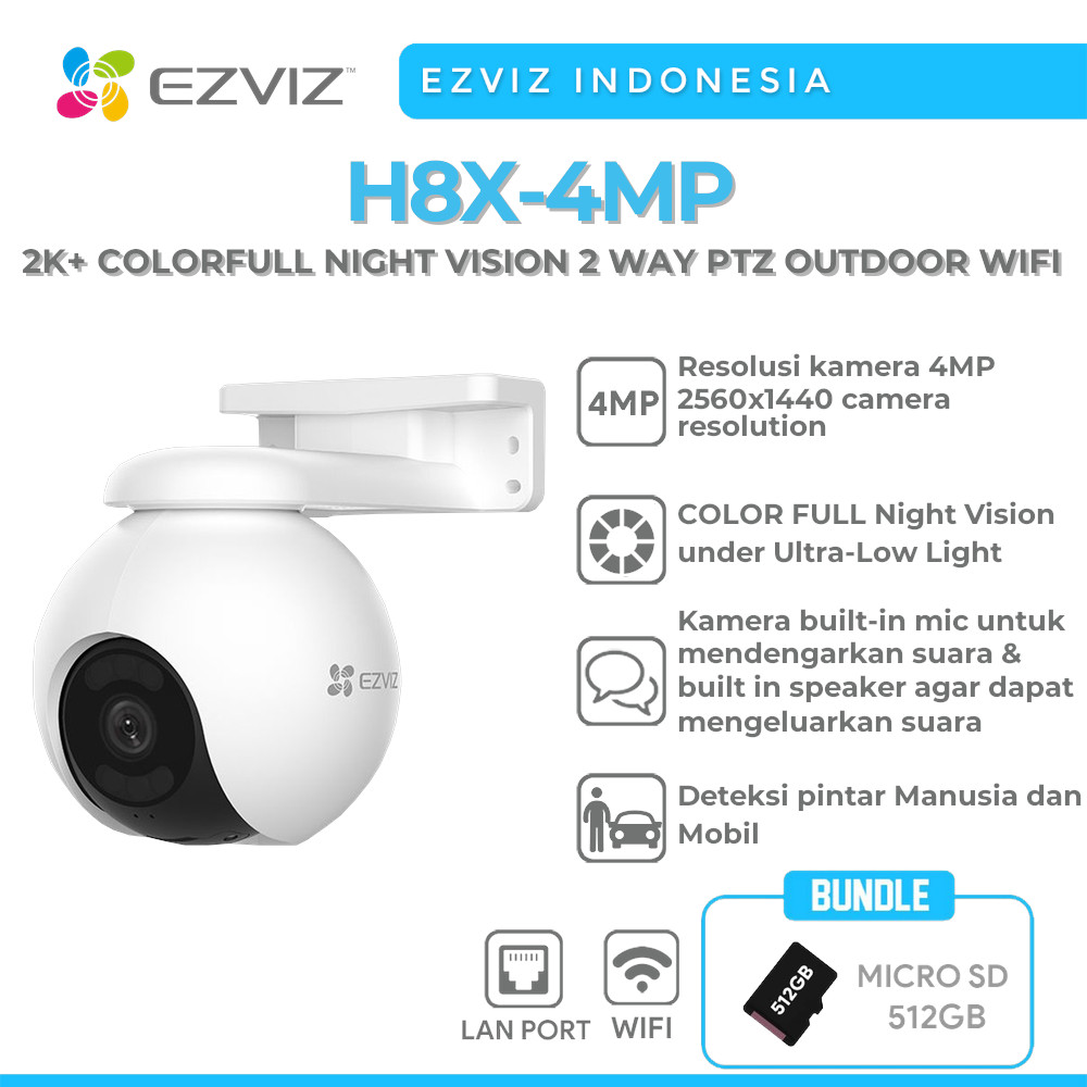 Jual EZVIZ H8X-4MP 2K+ COLORFULL NIGHT VISION 2 WAY PTZ OUTDOOR WIFI ...