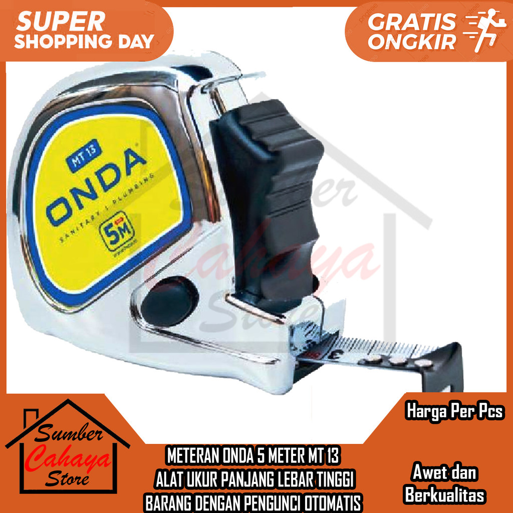 Jual ONDA Mt 13 5 Meter Meteran Roll Gulung Tukang Kayu Bangunan Proyek ...