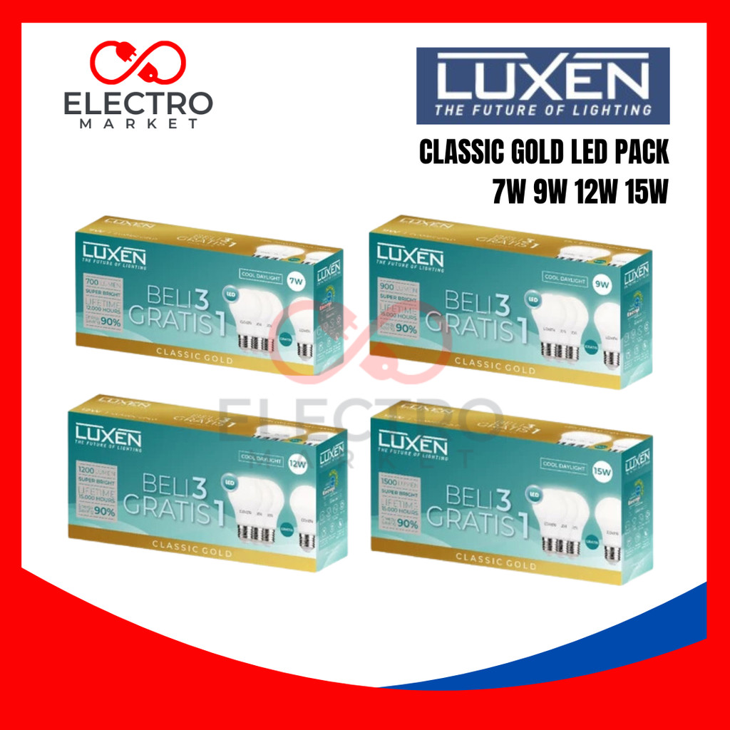 Jual LUXEN Lampu LED Bulb 7W 9W 12W 15 Watt CLASSIC Gold LEDPack (Beli ...