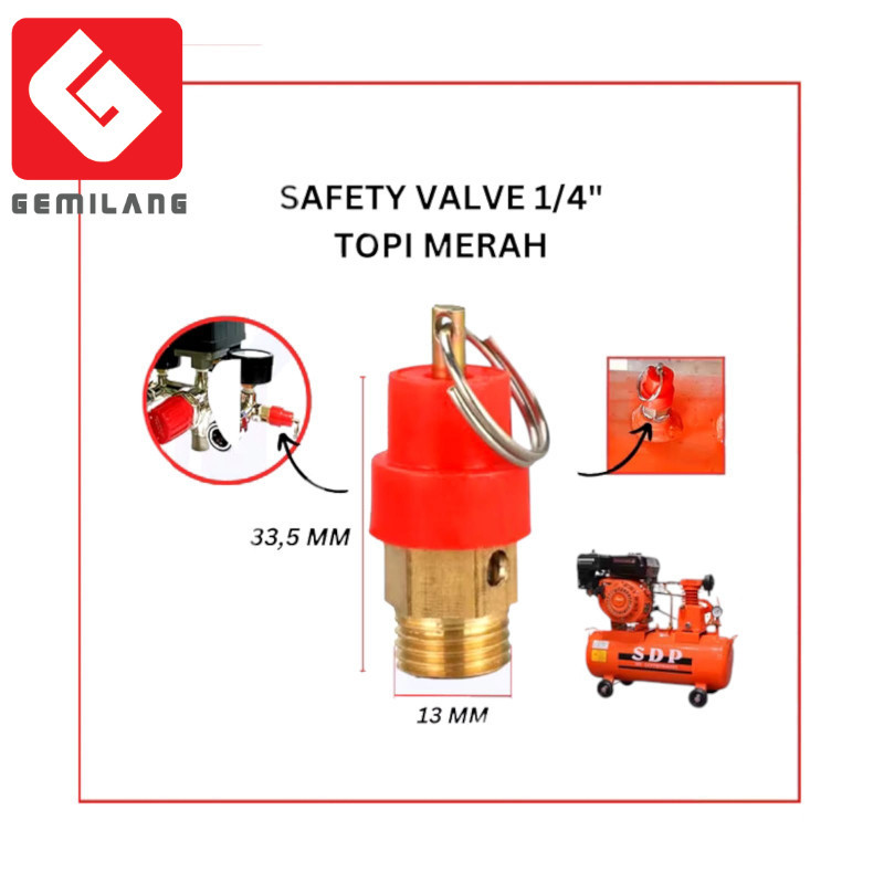 Jual Mini safety valve Otomatis kompressor Drat 1/4" Tekanan Max 10 bar ...
